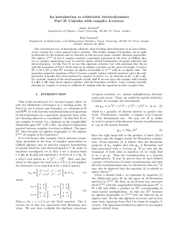 (PDF) An introduction to relativistic electrodynamics : Part II ...