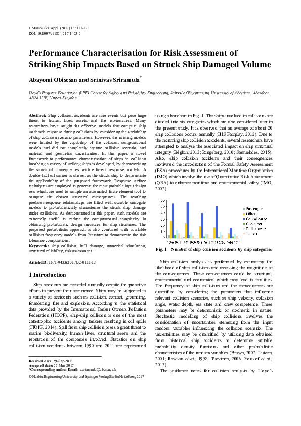 (PDF) Performance characterisation for risk assessment of striking ship impacts based on struck ...