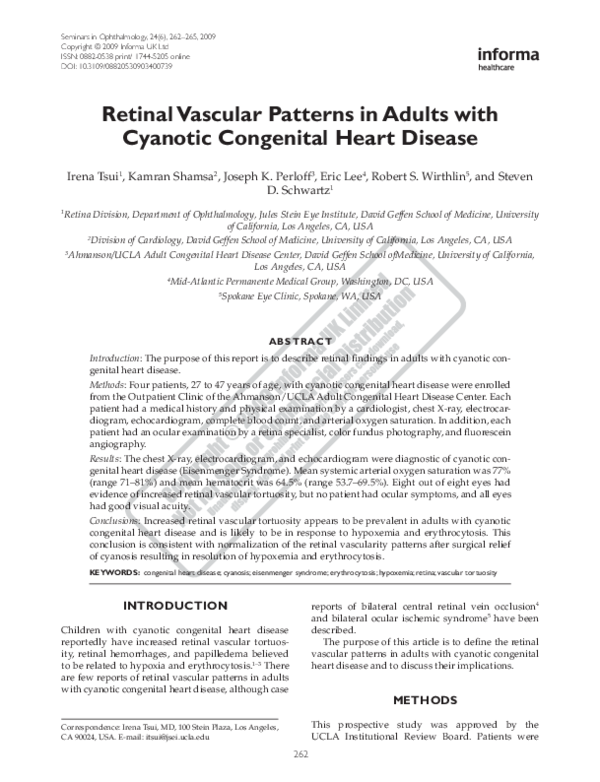 (PDF) Retinal Vascular Patterns in Adults with Cyanotic Congenital ...