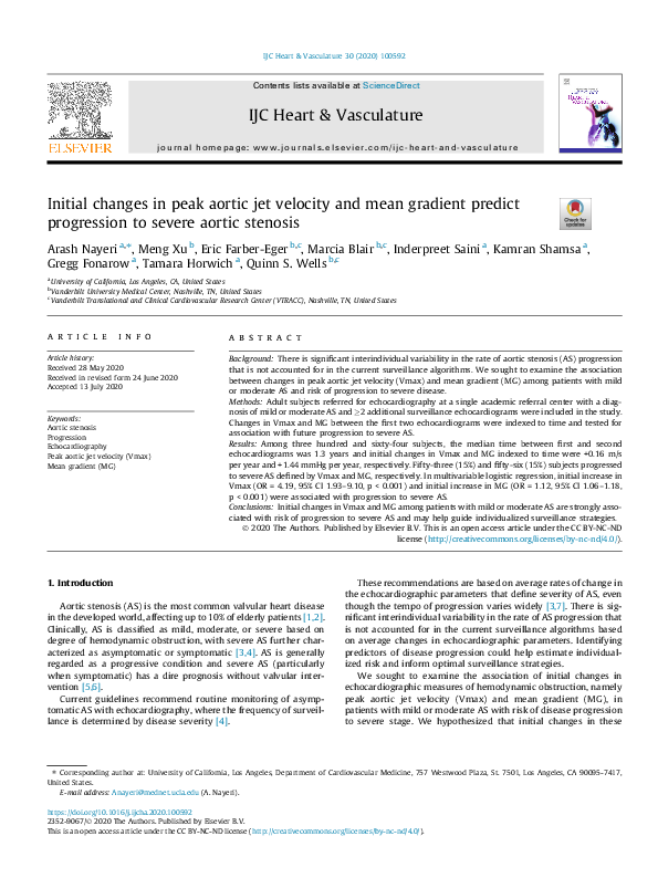 (PDF) Initial changes in peak aortic jet velocity and mean gradient ...
