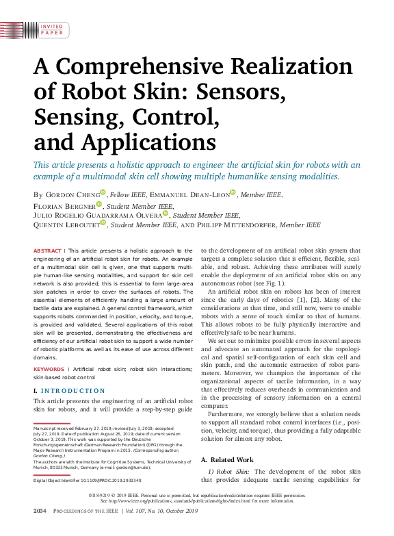 (PDF) A Comprehensive Realization of Robot Skin: Sensors, Sensing ...