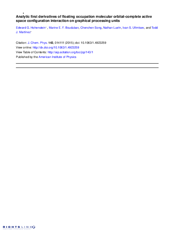 Pdf Analytic First Derivatives Of Floating Occupation Molecular
