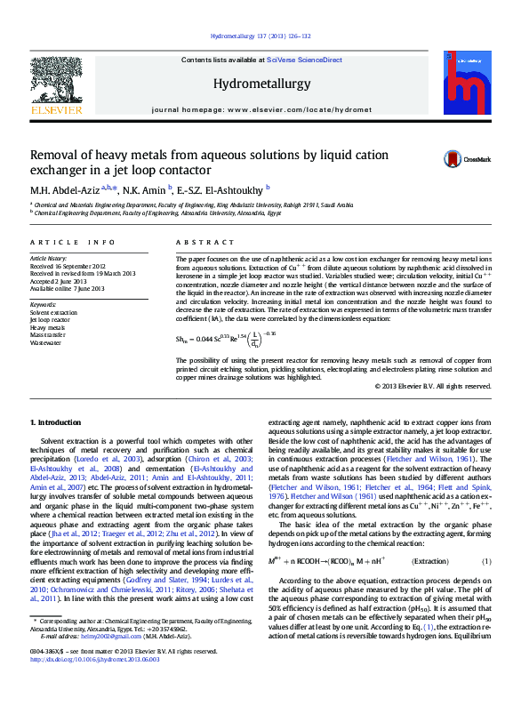 (PDF) Removal of heavy metals from aqueous solutions using carbonised ...