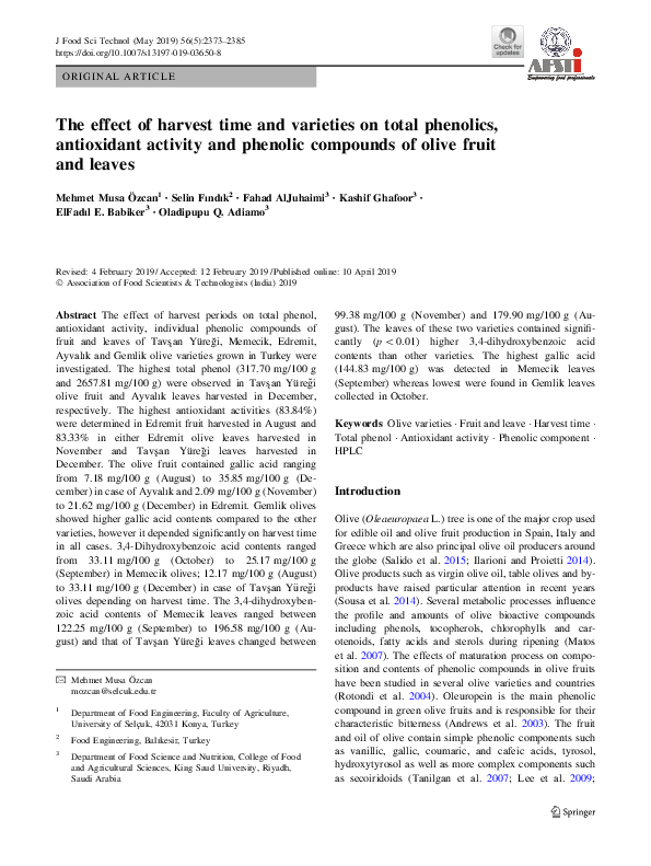 (PDF) The effect of harvest time and varieties on total phenolics ...