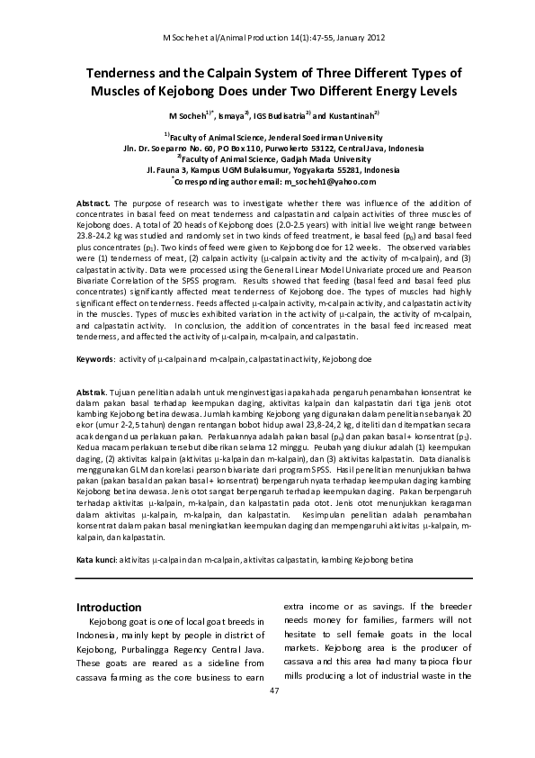 (PDF) Tenderness and the Calpain System of Three Different Types of ...