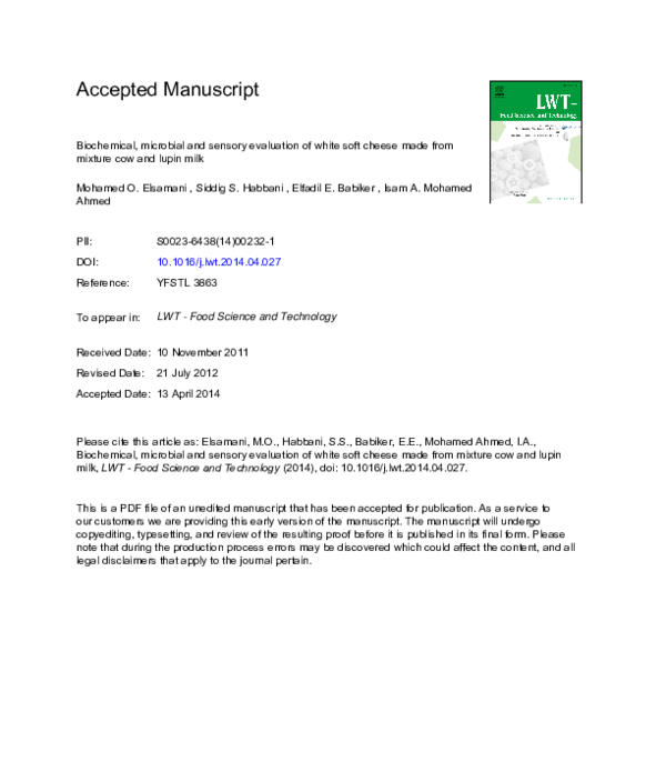 (PDF) Biochemical, microbial and sensory evaluation of white soft ...