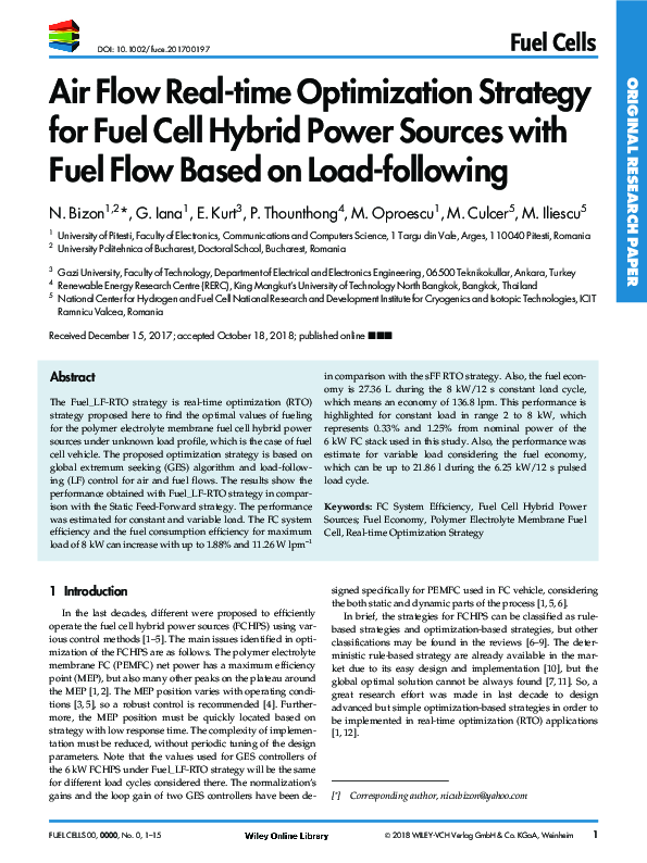 (PDF) Air Flow Real-time Optimization Strategy for Fuel Cell Hybrid ...