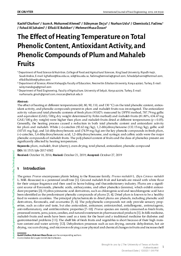 (PDF) The Effect of Heating Temperature on Total Phenolic Content ...
