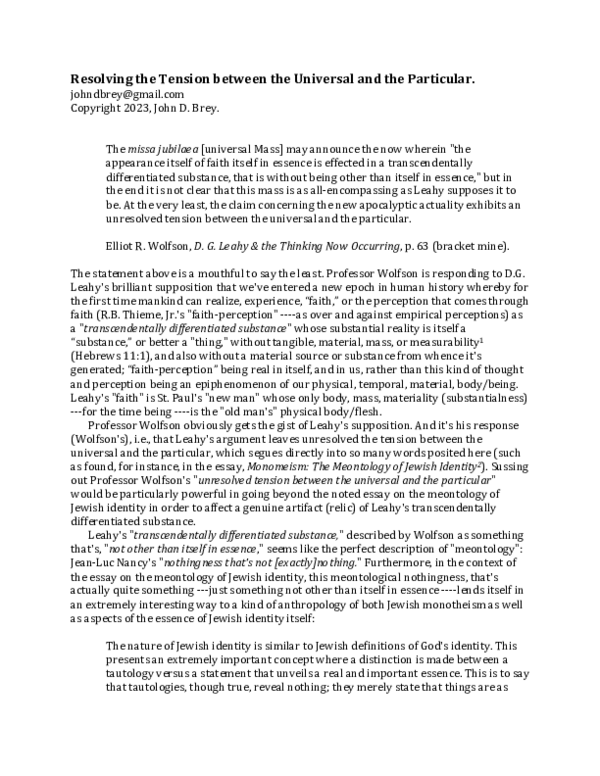 (PDF) Resolving the Tension between the Universal and the Particular.