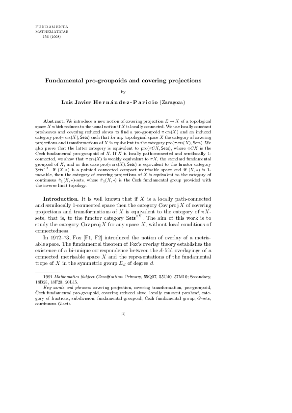 (PDF) Fundamental pro-groupoids and covering projections