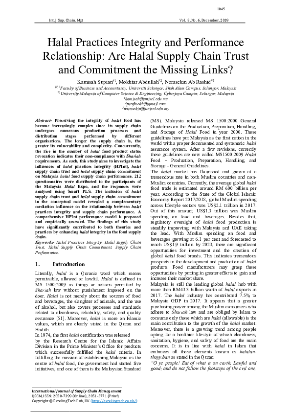 (PDF) Halal Practices Integrity and Performance Relationship: Are Halal ...