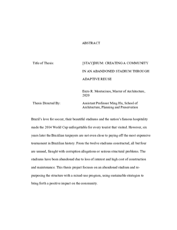 (PDF) (Stay)dium: Creating a community in an abandoned stadium through ...