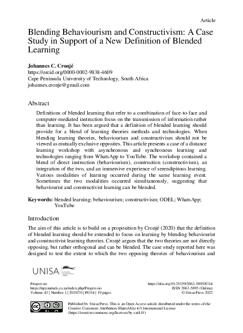 (PDF) Blending Behaviourism and Constructivism: A Case Study in Support of a New Definition of ...