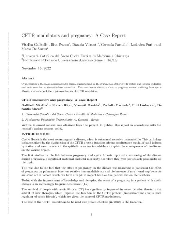 (PDF) CFTR Modulators in Pregnancy: A Case Report