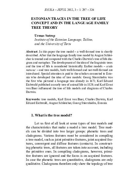 (PDF) Estonian traces in the tree of life concept and in the language ...