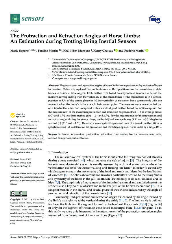 (PDF) The Protraction and Retraction Angles of Horse Limbs: An ...