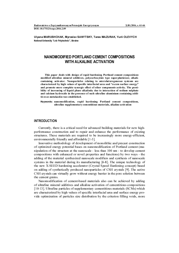 (PDF) Nanomodified portland cement compositions with alkaline ...