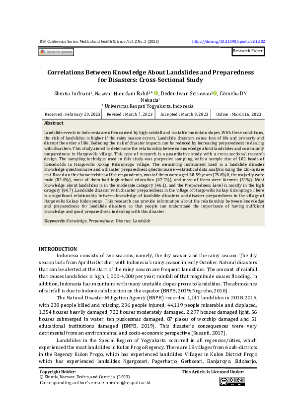 (PDF) Correlations Between Knowledge About Landslides and Preparedness ...