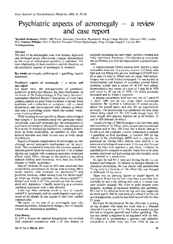 (PDF) Psychiatric aspects of acromegaly – a review and case report