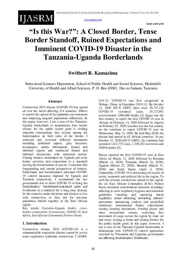 (PDF) “Is this War?”: A Closed Border, Tense Border Standoff, Ruined ...