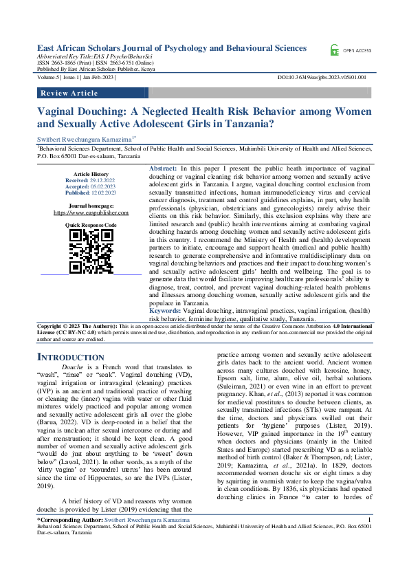 (PDF) Vaginal Douching: A Neglected Health Risk Behavior among Women ...