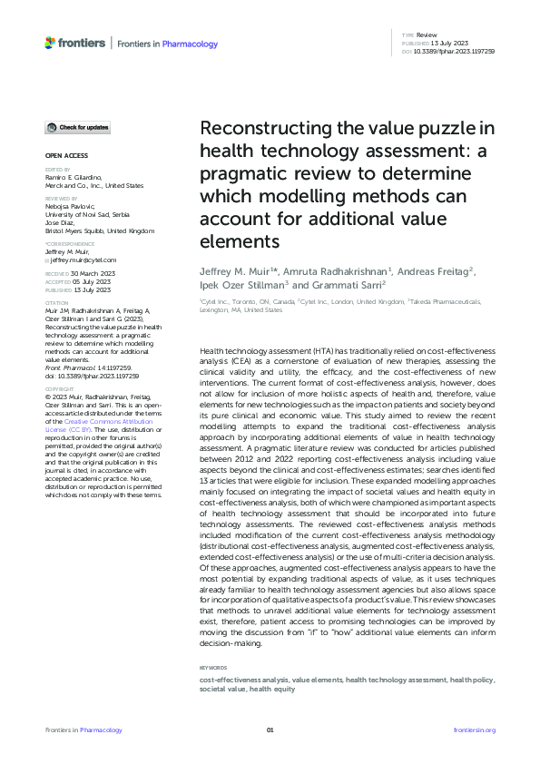 (PDF) Reconstructing the value puzzle in health technology assessment: a pragmatic review to ...