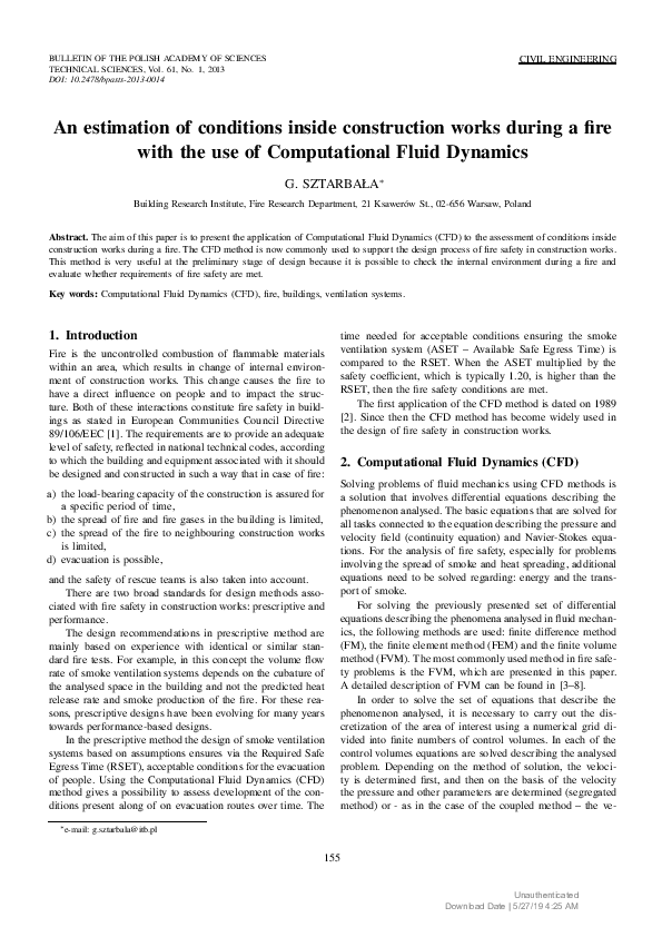 (PDF) An estimation of conditions inside construction works during a fire with the use of ...