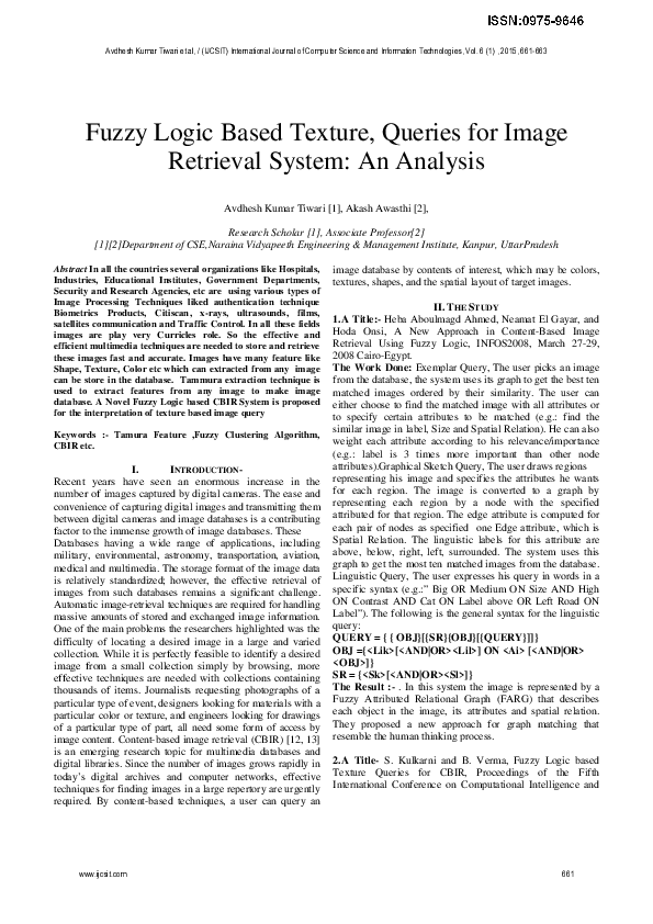 Pdf Fuzzy Logic Based Texture Queries For Image Retrieval System