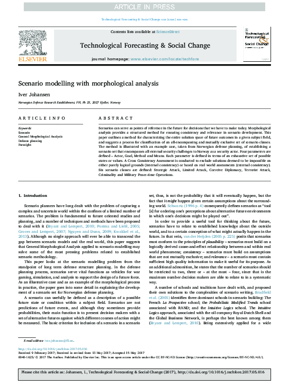 (PDF) Scenario modelling with morphological analysis