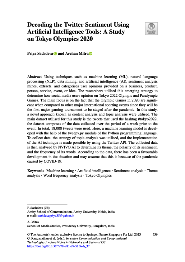 (PDF) Decoding the Twitter Sentiment Using Artificial Intelligence Tools: A Study on Tokyo ...