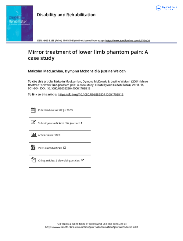 (PDF) Mirror treatment of lower limb phantom pain: A case study