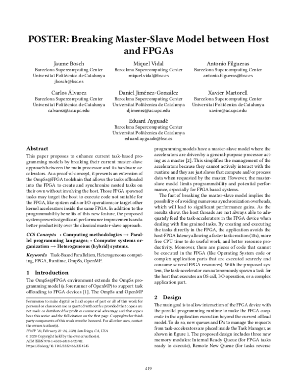 (PDF) Breaking master-slave model between host and FPGAs | Miquel Vidal i Pinyol and Antonio ...