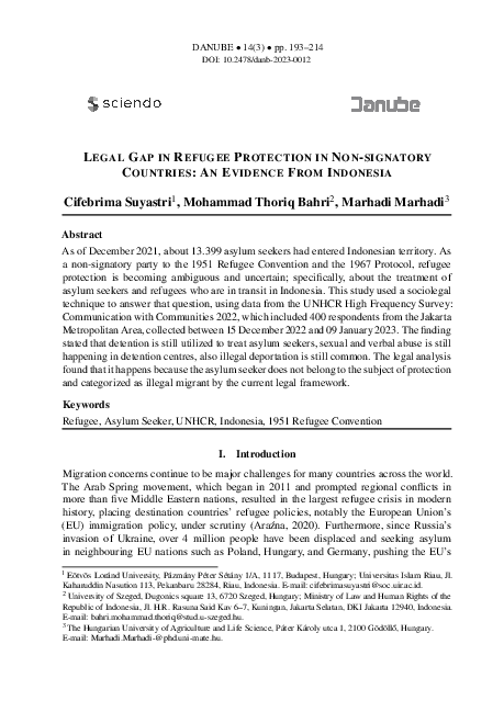(PDF) LEGAL GAP IN REFUGEE PROTECTION IN NON-SIGNATORY COUNTRIES: AN ...