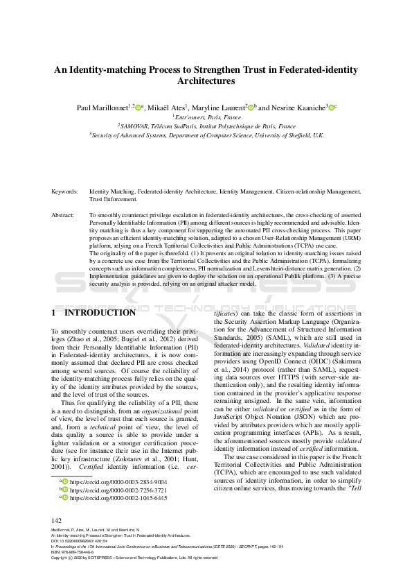 (PDF) An Identity-matching Process to Strengthen Trust in Federated ...