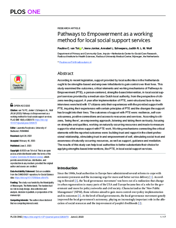 (PDF) Pathways to Empowerment as a working method for local social ...