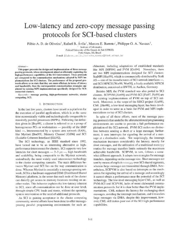 (PDF) Low-latency and zero-copy message passing protocols for SCI-based ... (PDF) Low-latency and zero-copy message passing protocols for SCI-based ...