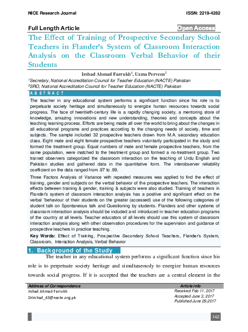 (PDF) The Effect of Training of Prospective Secondary School Teachers in Flander's System of ...