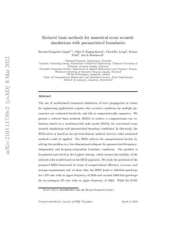 (PDF) Efficient numerical room acoustic simulations with parametrized boundaries using the ...