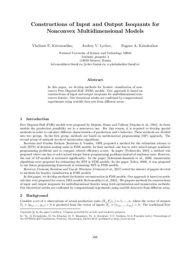 (PDF) Constructions of Input and Output Isoquants for Nonconvex ... (PDF) Constructions of Input and Output Isoquants for Nonconvex ...