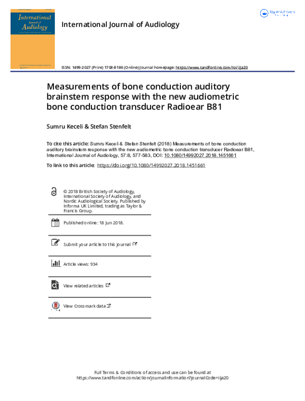 (PDF) Measurements of bone conduction auditory brainstem response with the new audiometric bone ...
