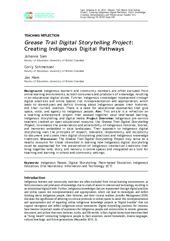(PDF) Grease Trail Storytelling Project
