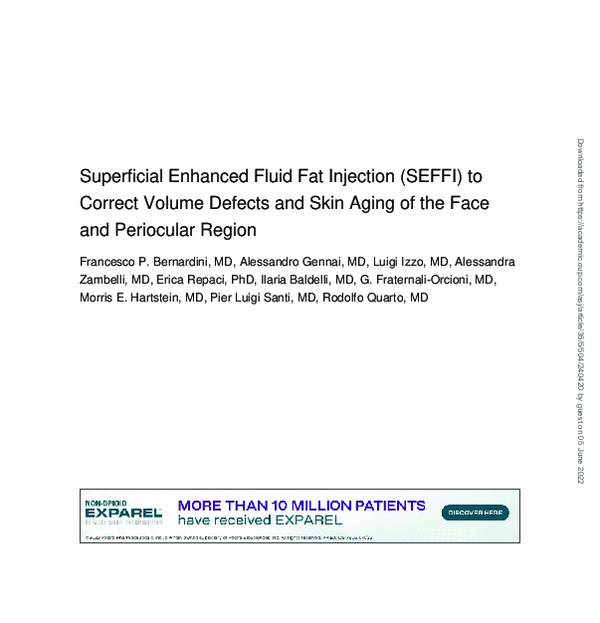 (PDF) Superficial Enhanced Fluid Fat Injection (SEFFI) to Correct Volume Defects and Skin Aging ...