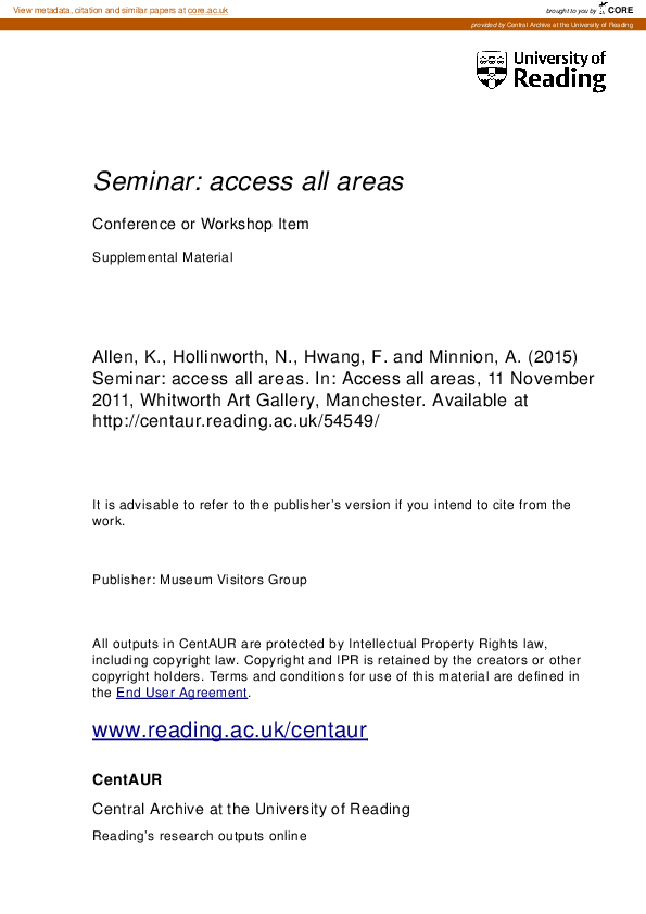 (PDF) Seminar: access all areas