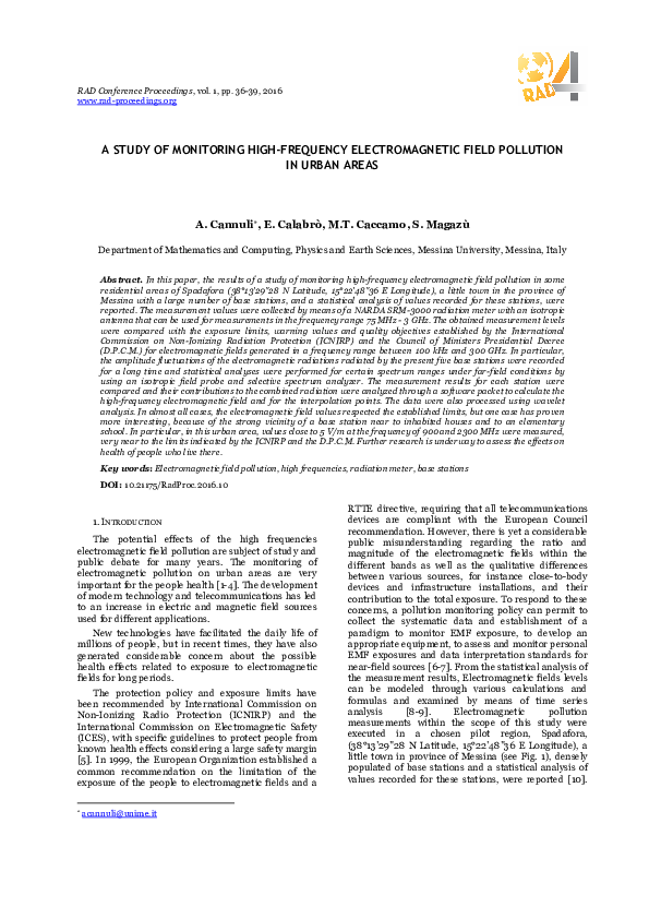 (PDF) A Study of Monitoring High Frequency Electromagnetic Field ...
