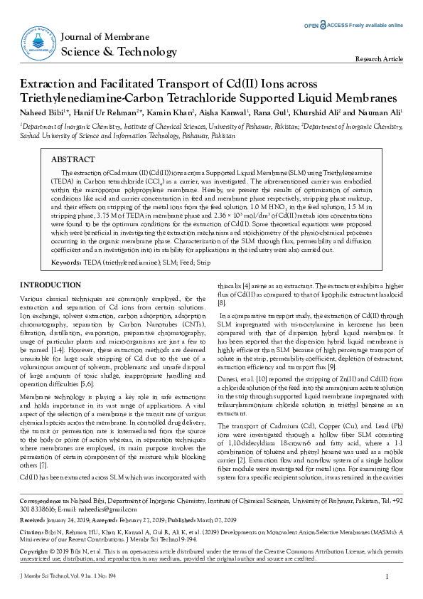 (PDF) Extraction and Facilitated Transport of Cd(II) Ions across ...
