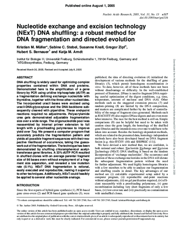 (PDF) Nucleotide exchange and excision technology (NExT) DNA shuffling ...