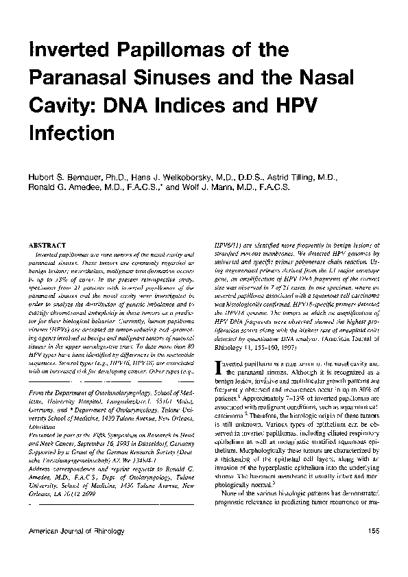 (PDF) Inverted Papillomas of the Paranasal Sinuses and the Nasal Cavity ...
