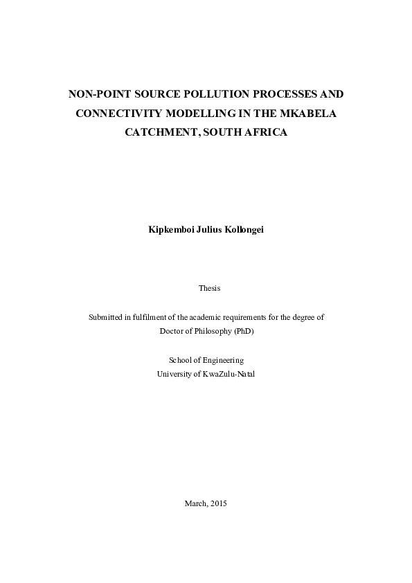 (PDF) Non-point source pollution processes and connectivity modelling in the Mkabela Catchment ...