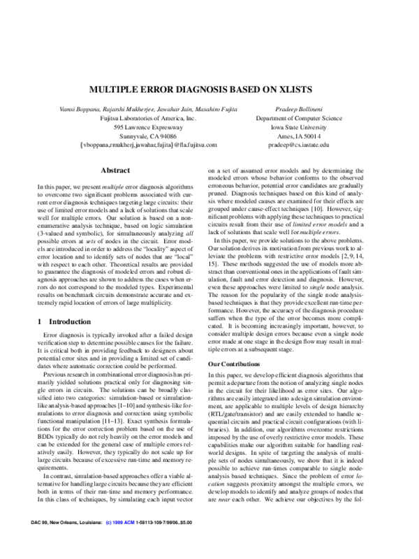 (PDF) Multiple error diagnosis based on xlists