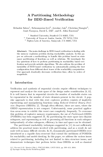 (PDF) A Partitioning Methodology for BDD-Based Verification (PDF) A Partitioning Methodology for BDD-Based Verification